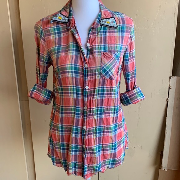 Tops | Maison Scotch Sz S Multi Color Plaid Buttonup Shirt | Poshmark